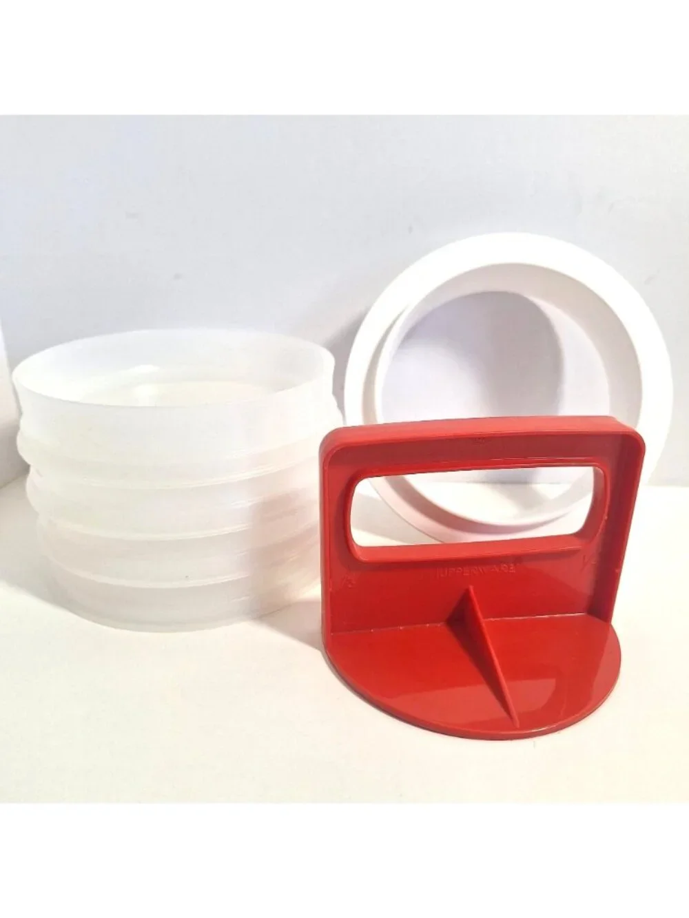 Tupperware | Kitchen | Tupperware Large Hamburger Press Seal White Red ...